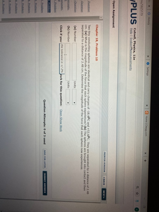 Solved * History X Settings X c Home | Chegg.com ms/5825179 | Chegg.com