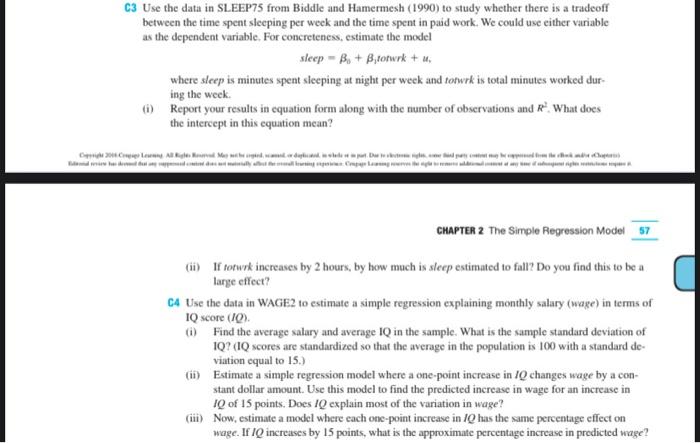 Solved C3 Use the data in SLEEP75 from Biddle and Hamermesh | Chegg.com