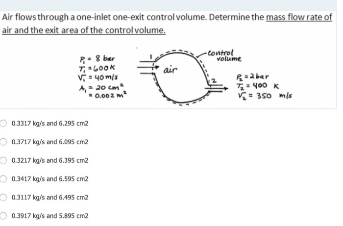 Solved Air flows through a one-inlet one-exit control | Chegg.com