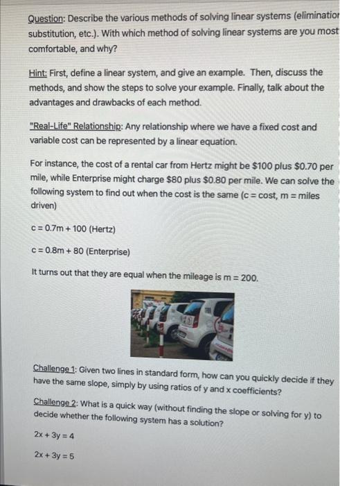 Solved substitution, etc.). With which method of solving | Chegg.com