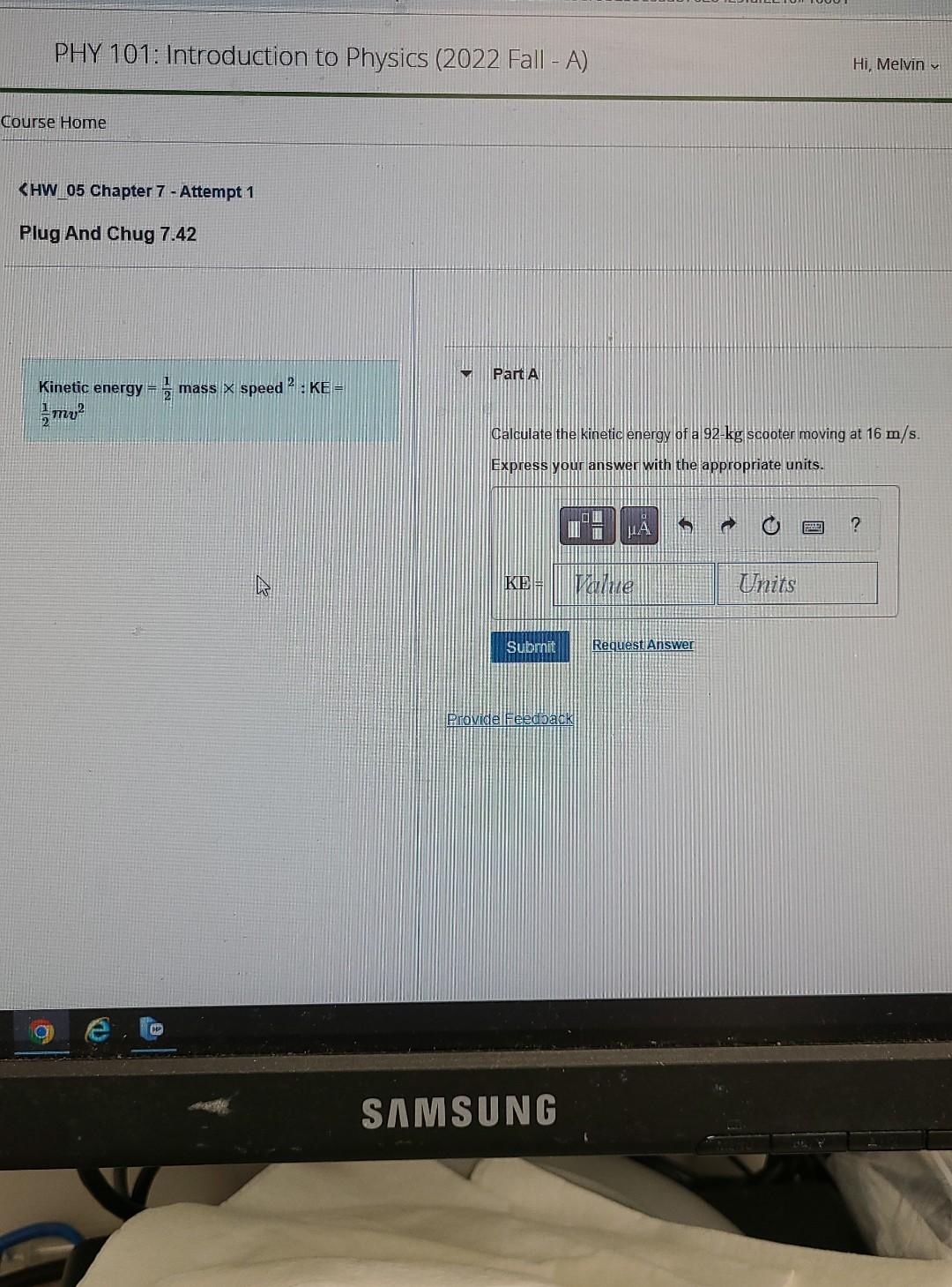 Solved Kinetic energy =21 mass × speed 2:KE= Parta 21mv2 | Chegg.com