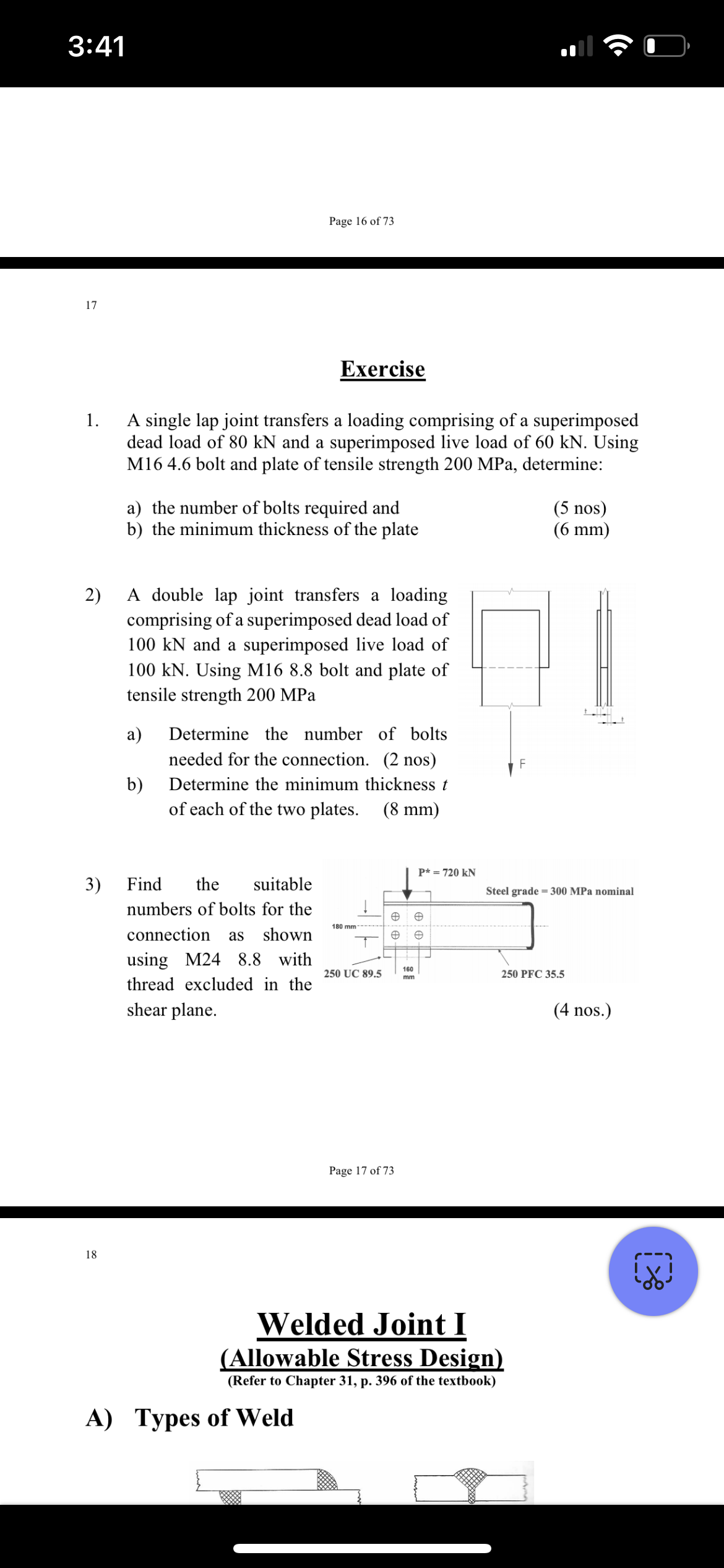 Solved ExerciseA single lap joint transfers a loading | Chegg.com