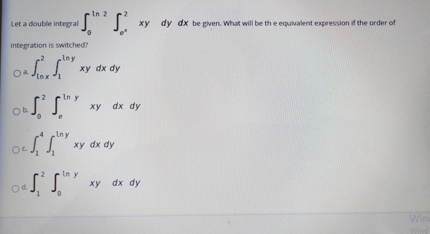 Solved In 2 Let a double integral SS ху dy dx be given. What | Chegg.com