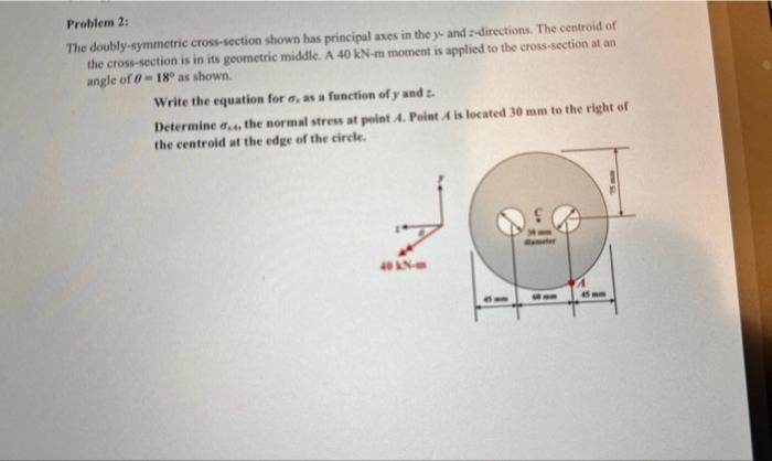 Solved Problem 2: The doubly-symmetric cross-section shown | Chegg.com