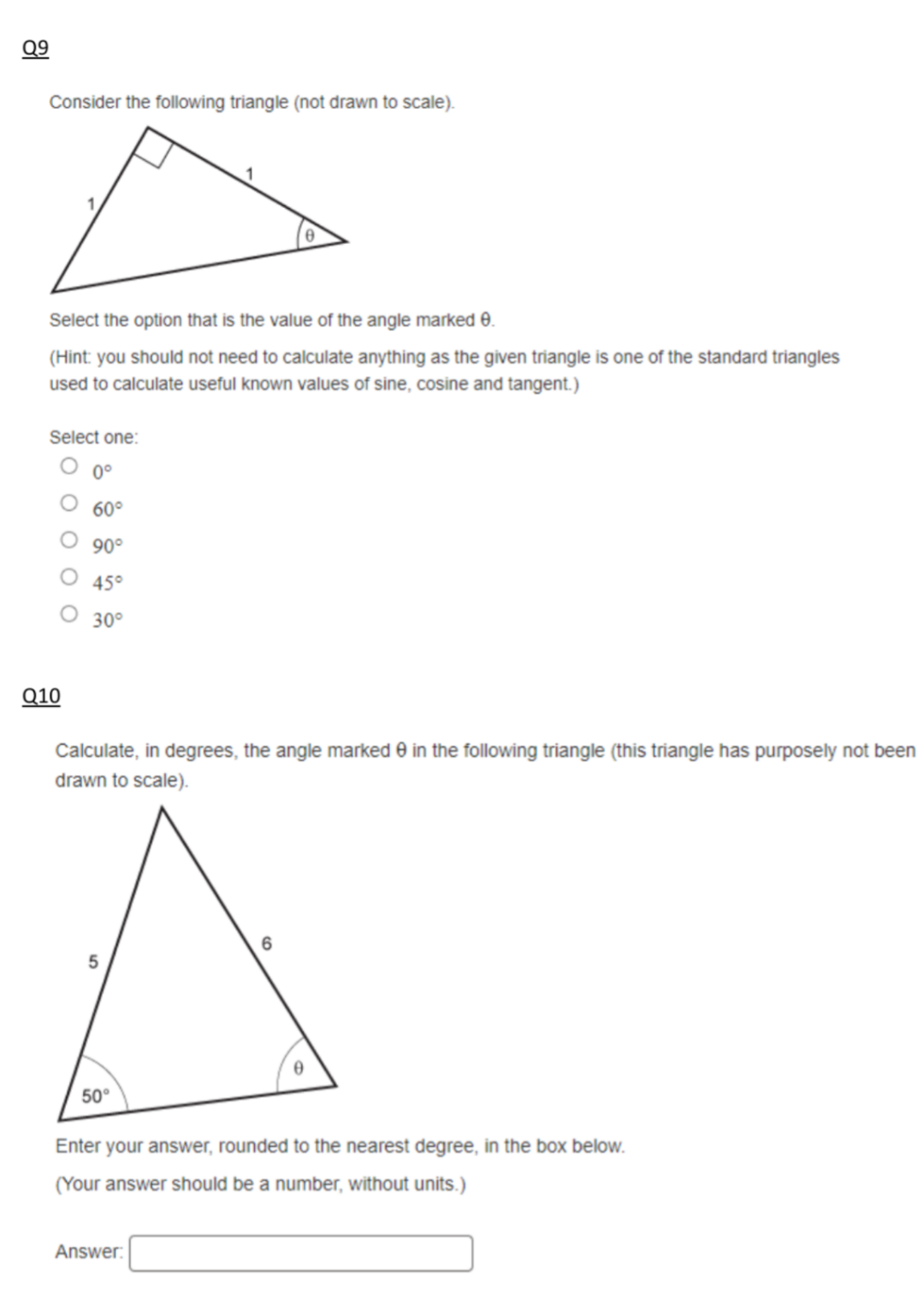 Solved Q9 Consider the following triangle (not drawn to | Chegg.com