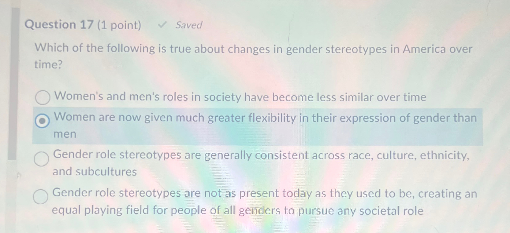 Solved Question 17 (1 ﻿point) ﻿SavedWhich of the following | Chegg.com