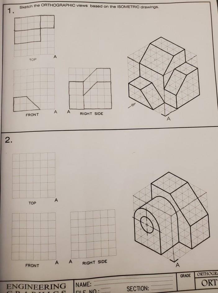 Solved Draw three standard views of the following object | Chegg.com