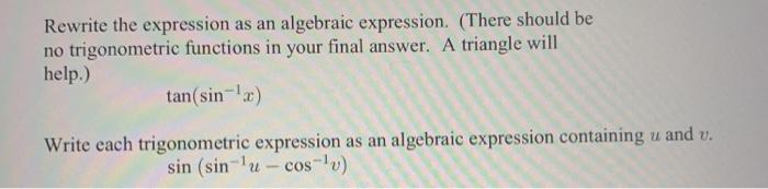 Solved Rewrite the expression as an algebraic expression. | Chegg.com