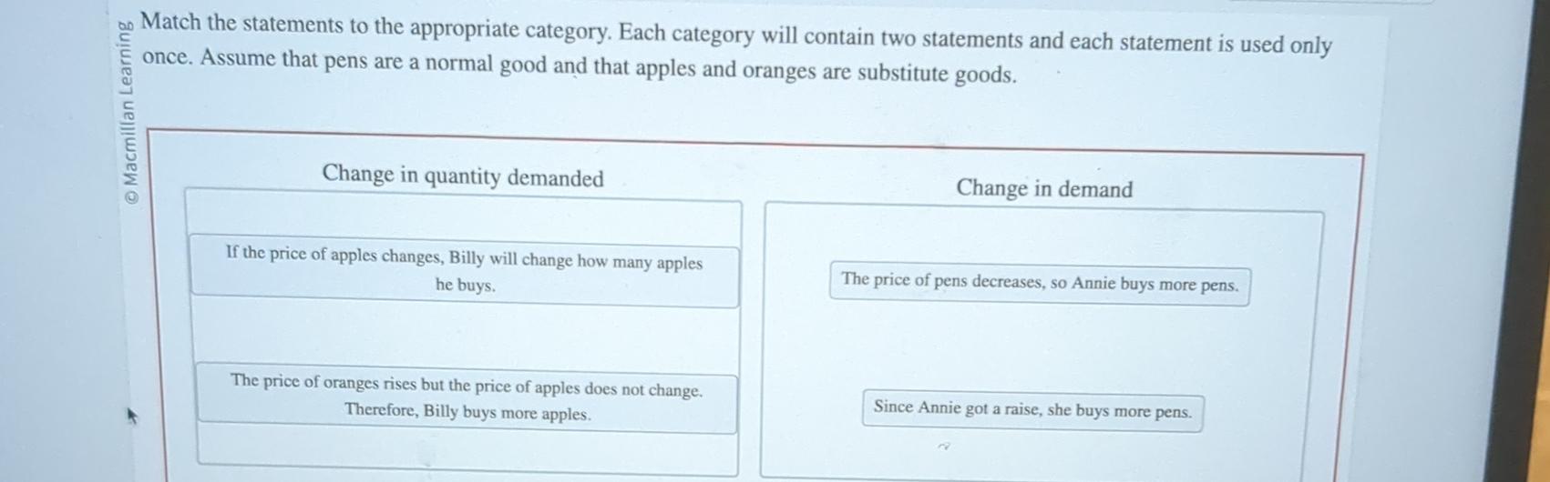 Solved as Match the statements to the appropriate category. | Chegg.com