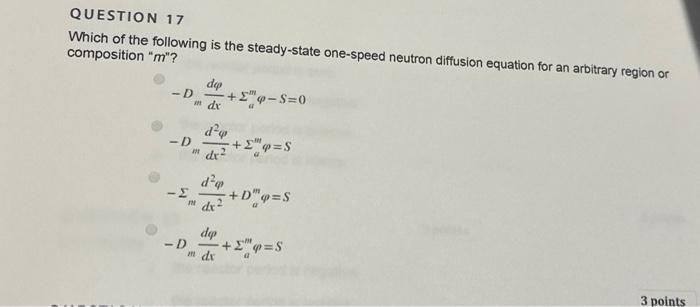 Solved Which of the following is the steady-state one-speed | Chegg.com