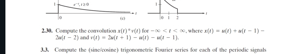 Solved 2.30. ﻿Compute the convolution x(t)**v(t) ﻿for | Chegg.com