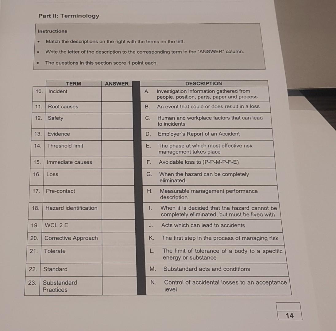 [Solved]: Instructions - Match the descriptions on the