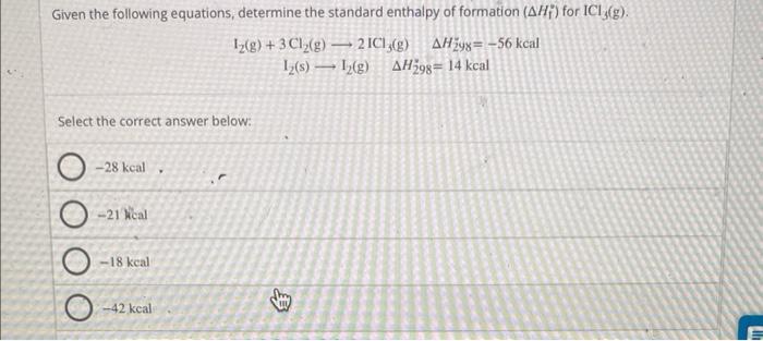 Solved Given the following equations, determine the standard | Chegg.com