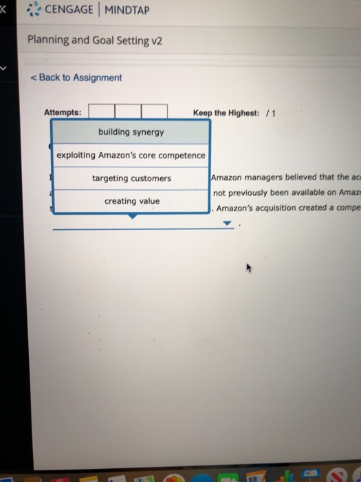 Solved Search this course CENGAGE MINDTAP Planning and Goal | Chegg.com