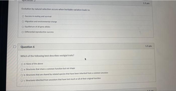 Solved Evolution by natural selection occurs when heritable | Chegg.com