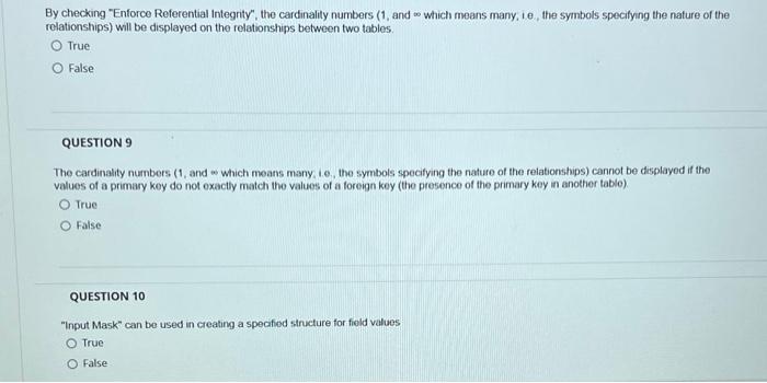Solved By checking "Enforce Referential Integrity", the | Chegg.com