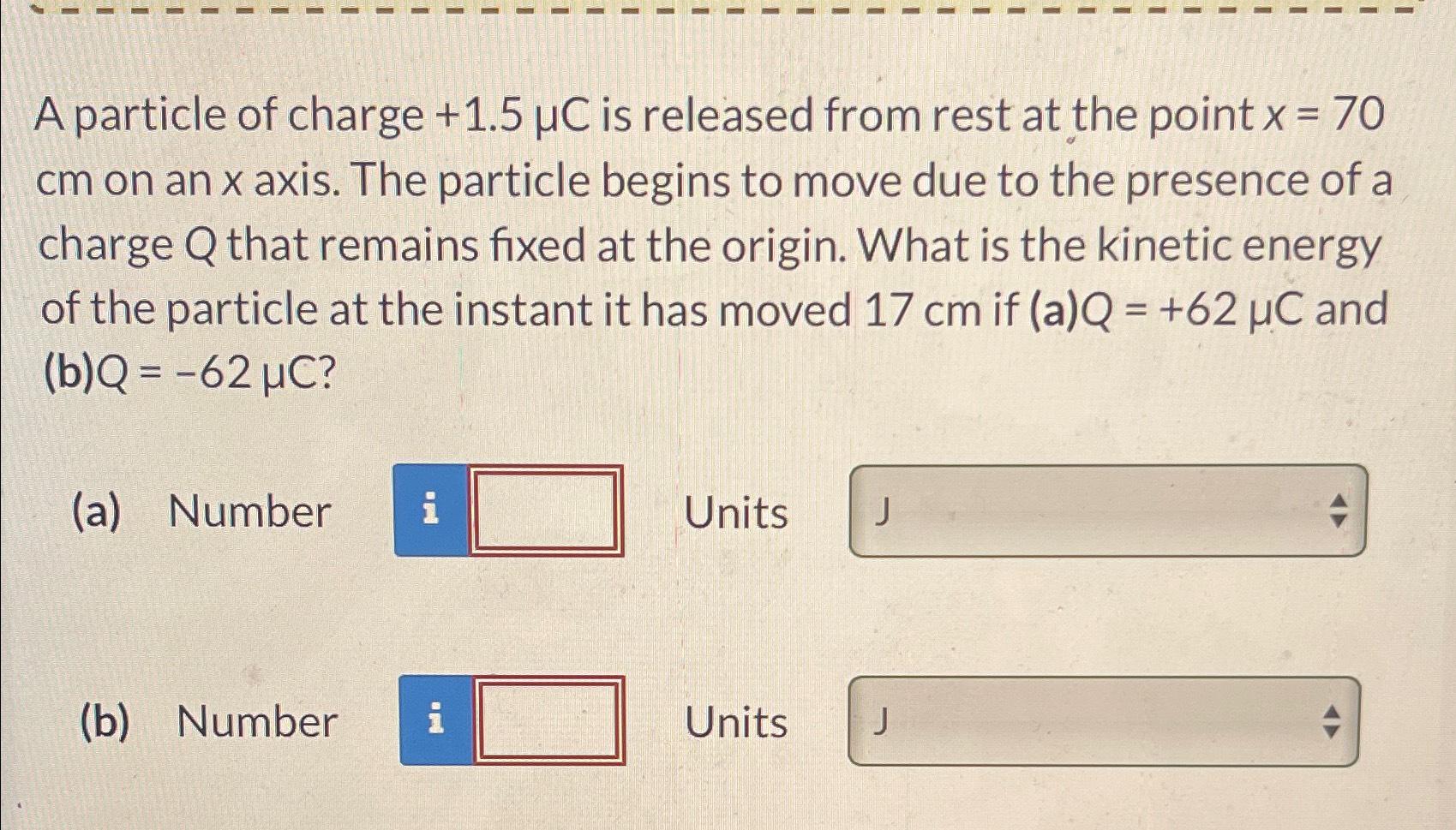 Solved A particle of charge +1.5μC ﻿is released from rest at | Chegg.com