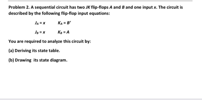 Solved Problem 2. A sequential circuit has two JK flip-flops | Chegg.com