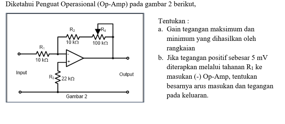 Solved Diketahui Penguat Operasional (Op-Amp) ﻿pada gambar 2 | Chegg.com