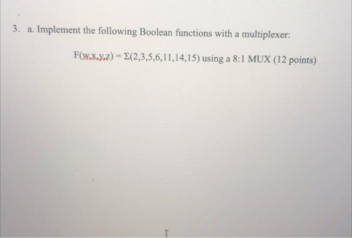 Solved 3. a. Implement the following Boolean functions with | Chegg.com