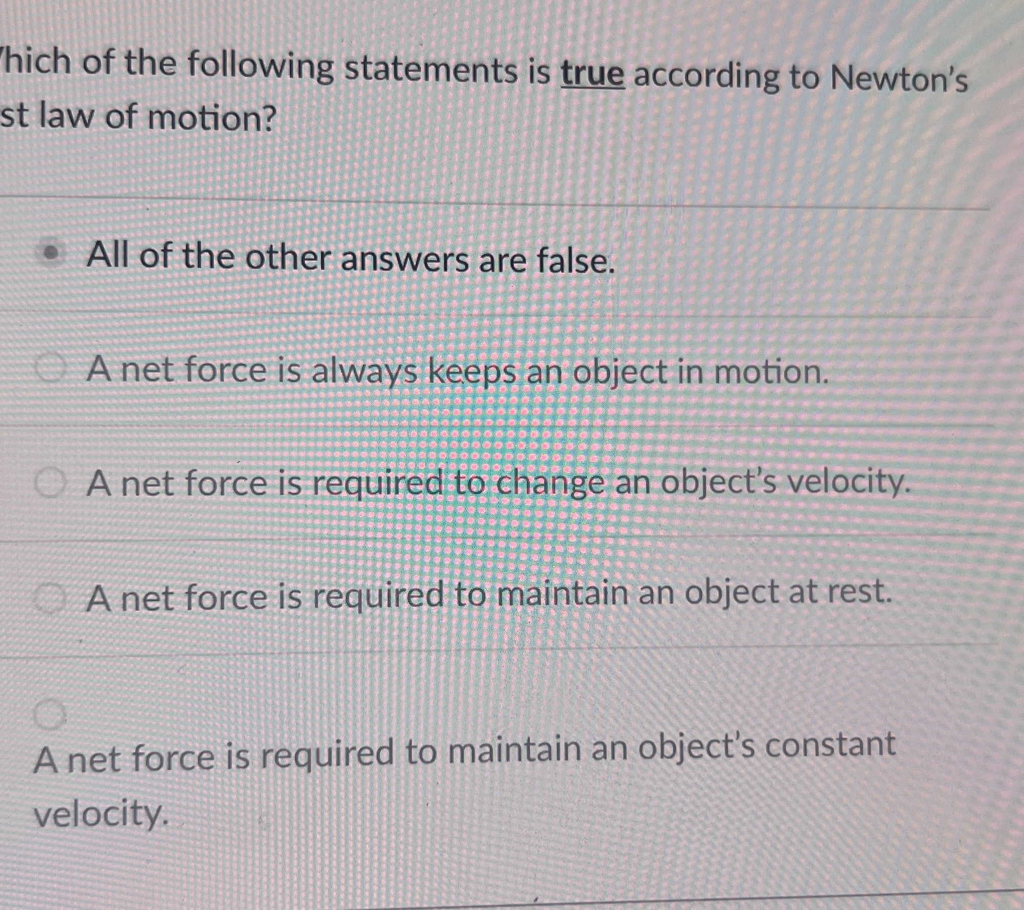 Solved hich of the following statements is true according to | Chegg.com