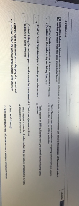 Solved QUESTION Por each of the following internal controls | Chegg.com