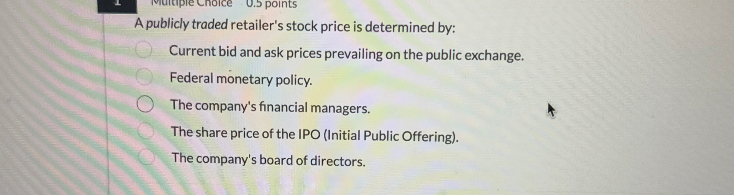 Solved A publicly traded retailer's stock price is | Chegg.com