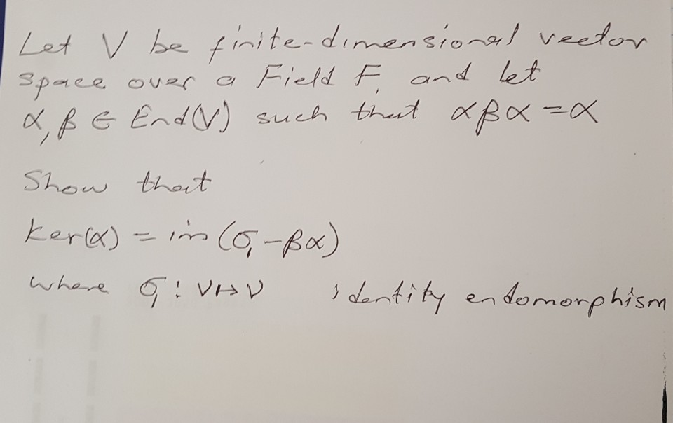 Solved Let v be finite-dimensional vector space over a Field | Chegg.com