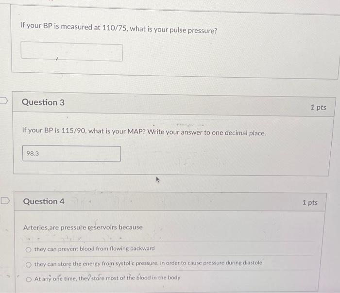 Solved If your BP is measured at 110/75, what is your pulse | Chegg.com