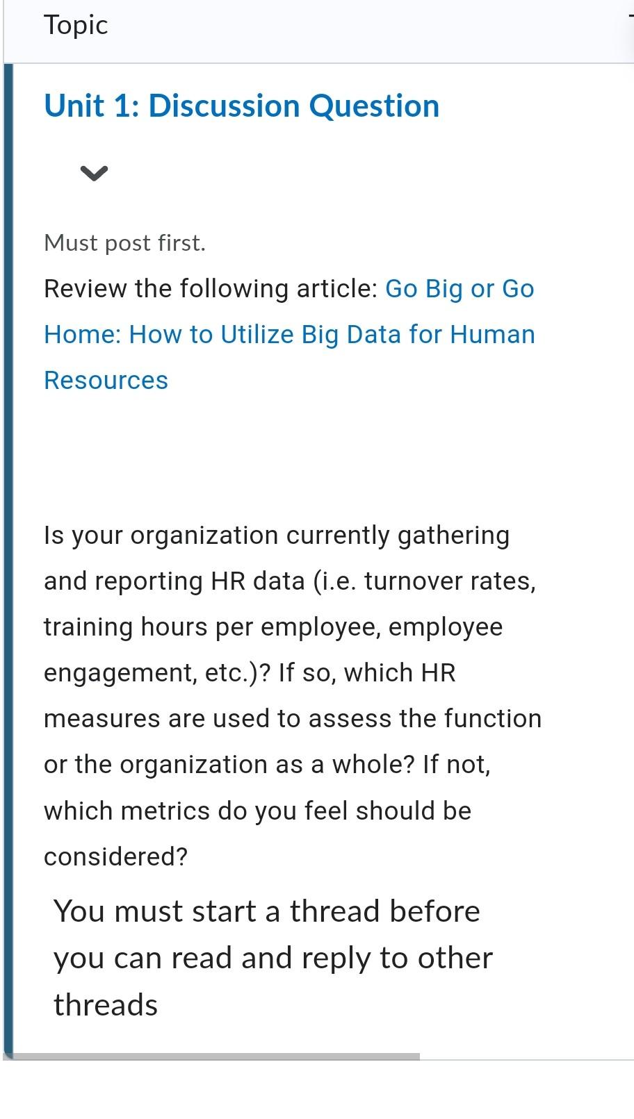 Unit 1: Discussion Question Must post first. Review | Chegg.com