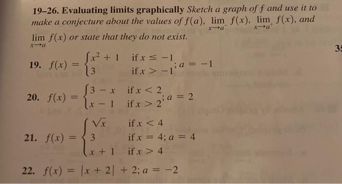 Solved 1a a 35 19-26. Evaluating limits graphically Sketch a | Chegg.com