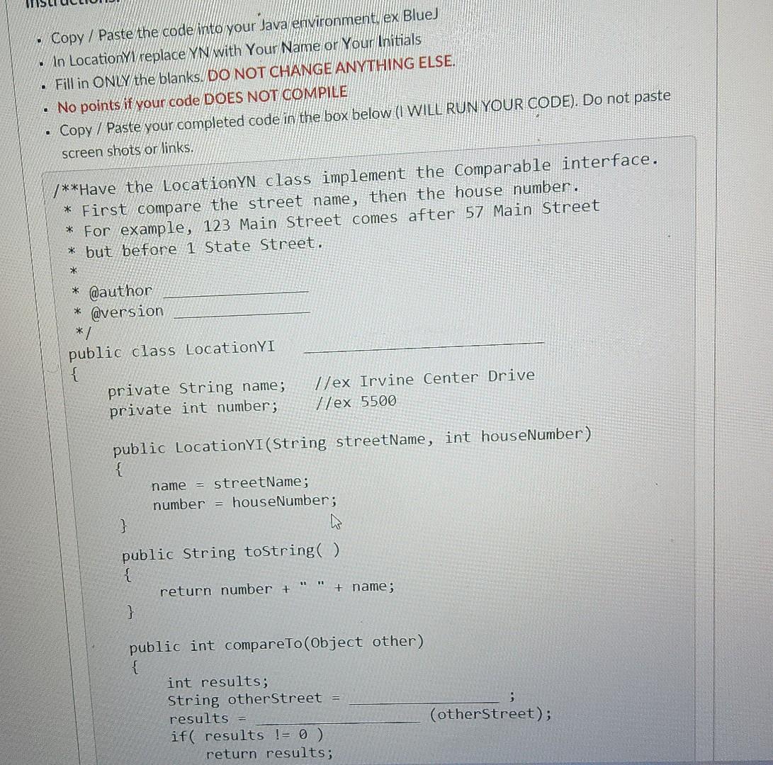 Solved - Copy / Paste the code mato your Java environment. | Chegg.com