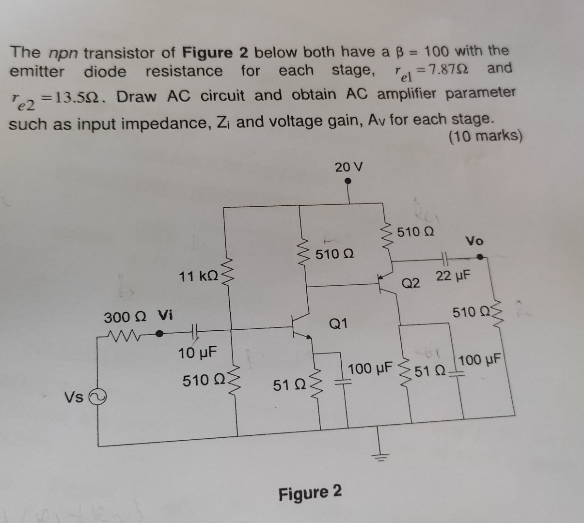 Solved The npn transistor of Figure 2 ﻿below both have a | Chegg.com