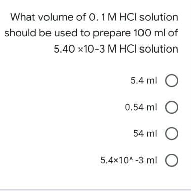 Solved What volume of 0.1 M HCl solution should be used to | Chegg.com