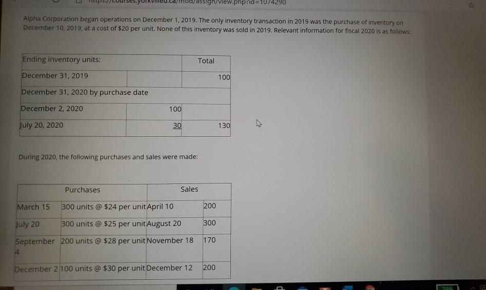 Solved assign/view.php?id=1074290 Alpha Corporation began | Chegg.com