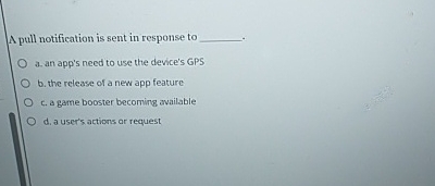 Solved A pull notification is sent in response to a. ﻿an | Chegg.com