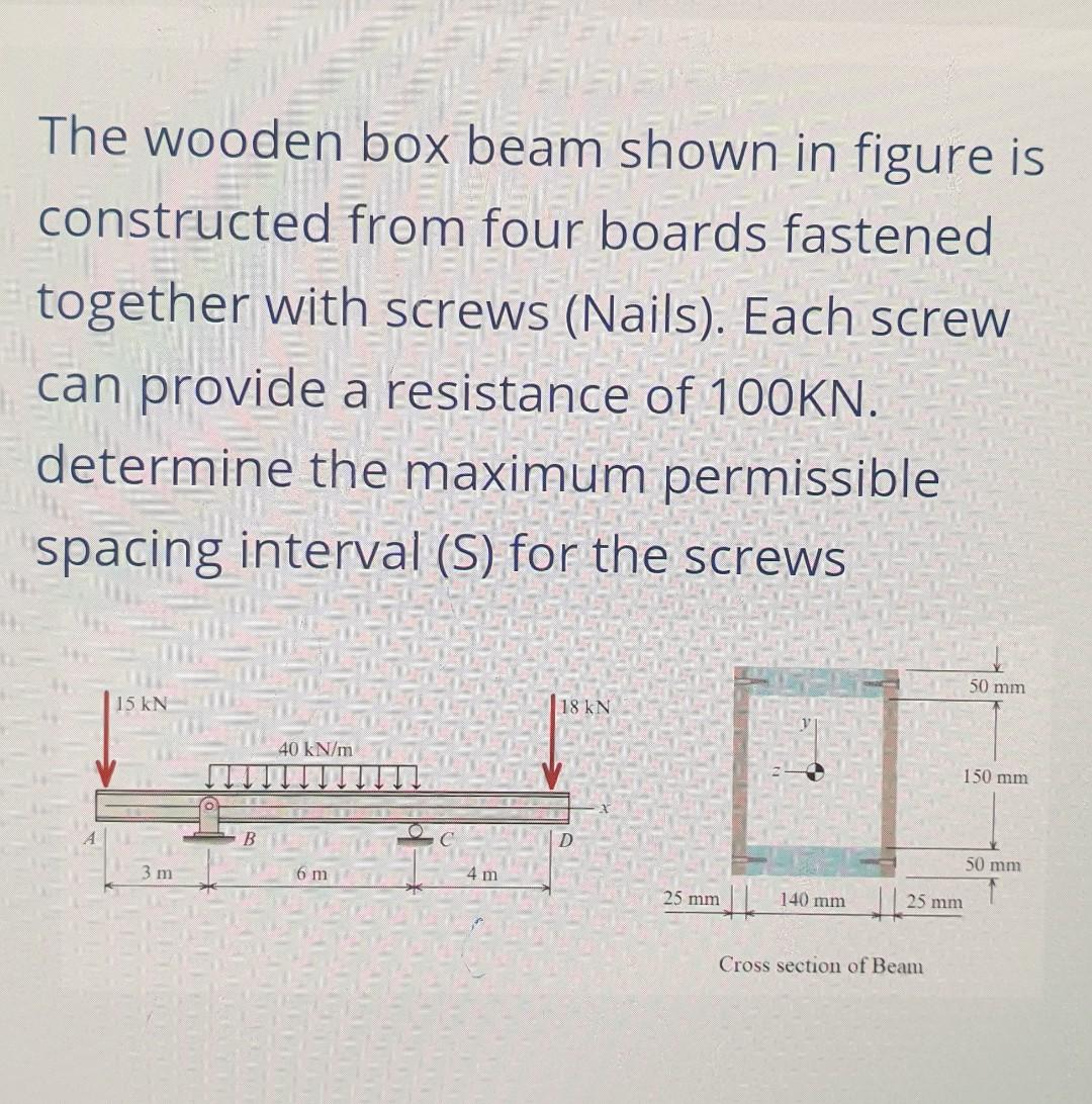 Solved The wooden box beam shown in figure is constructed | Chegg.com
