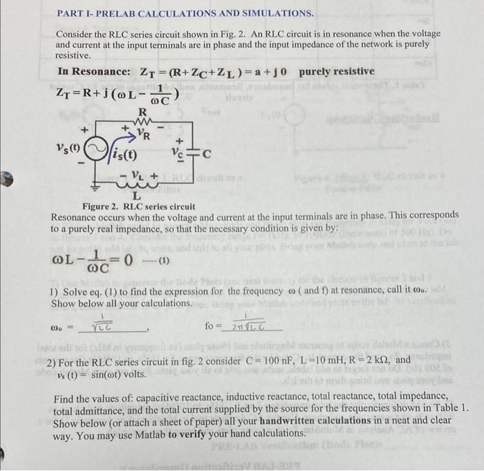 Solved Consider the RLC series circuit shown in Fig. 2. An | Chegg.com