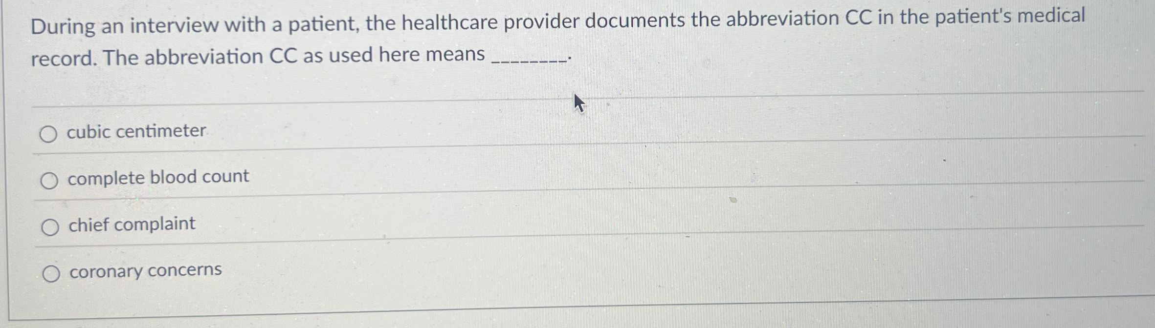Solved During an interview with a patient, the healthcare | Chegg.com
