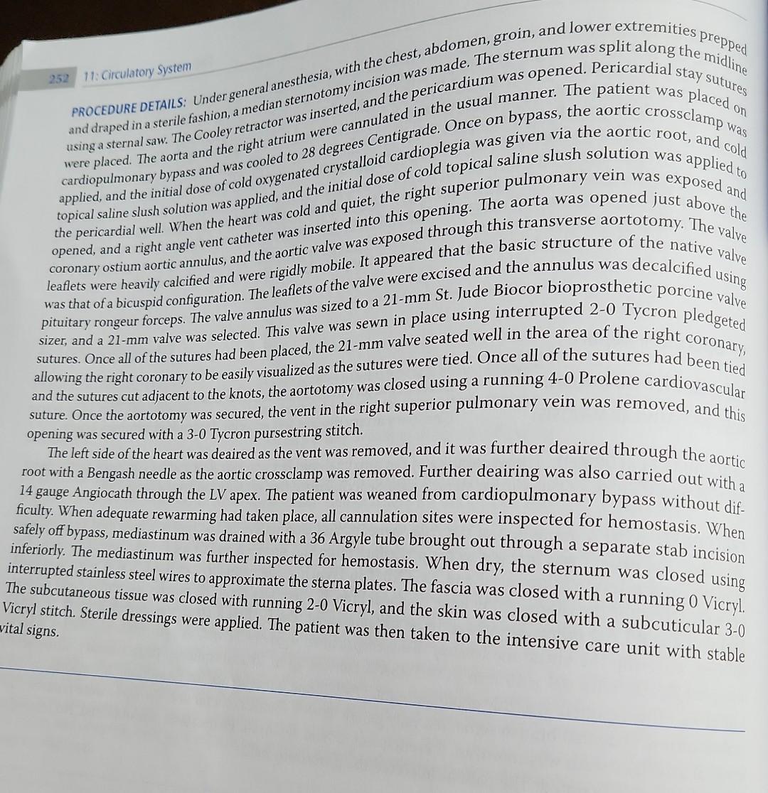 252 11: Cirulatory System and draped in a sterile | Chegg.com