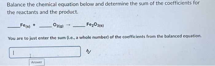 Solved need help ASAP! Balance the chemical equation below | Chegg.com