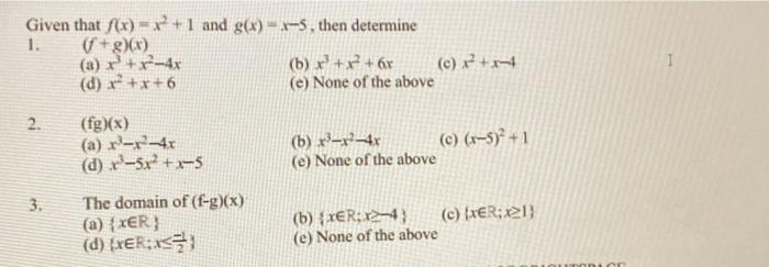Solved دما The domain of (f-g)(x) (a) {XER) (d) {xer;x