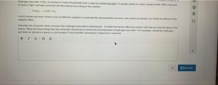 Solved 2H2O2=2Hi2O+O2 Iran(i) ritate has been shoun to be an | Chegg.com