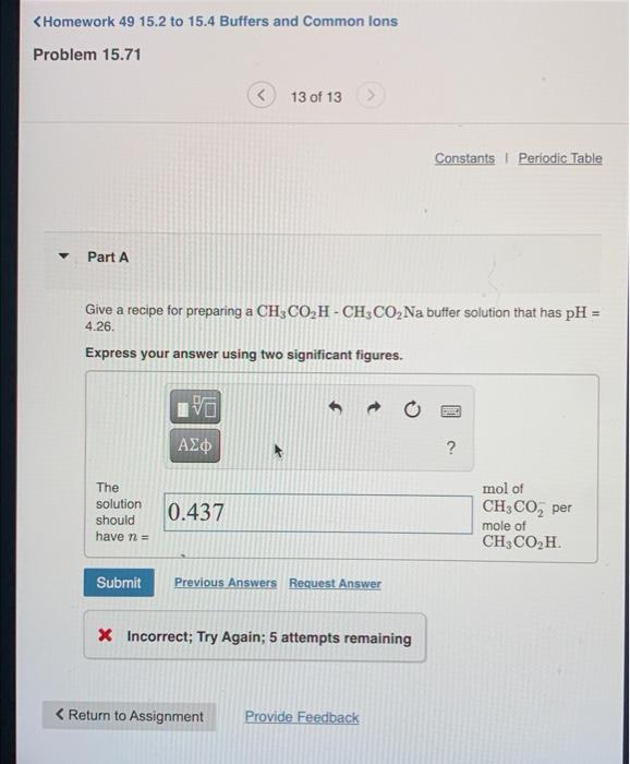 Solved Part A Give a recipe for preparing a CH3CO2H−CH3CO2Na | Chegg.com