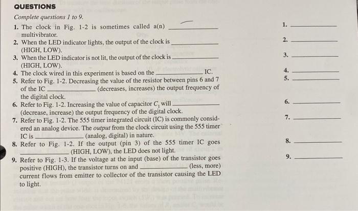 Solved Fig. 1-2 Schematic diagram of a free-running clock | Chegg.com