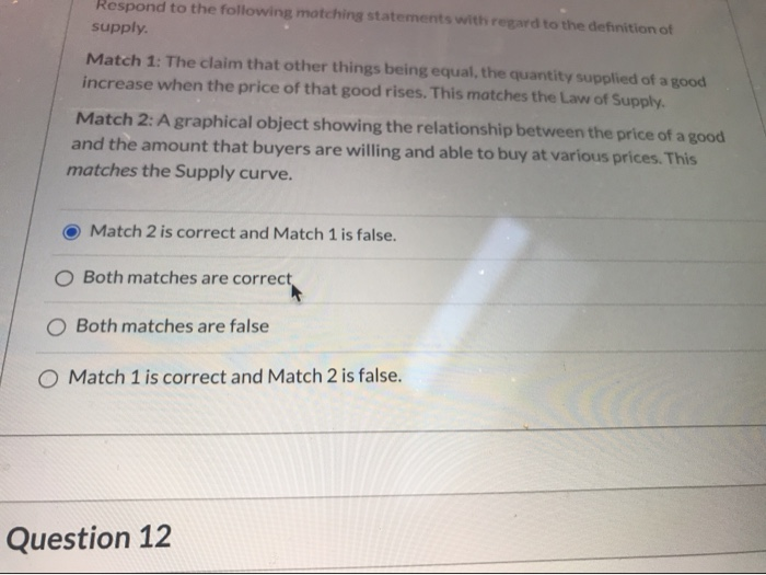 Solved Respond to the following matching statements with | Chegg.com