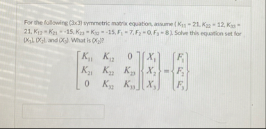 Solved For the following ( 3X3 ) ﻿symmetric matrix equation, | Chegg.com
