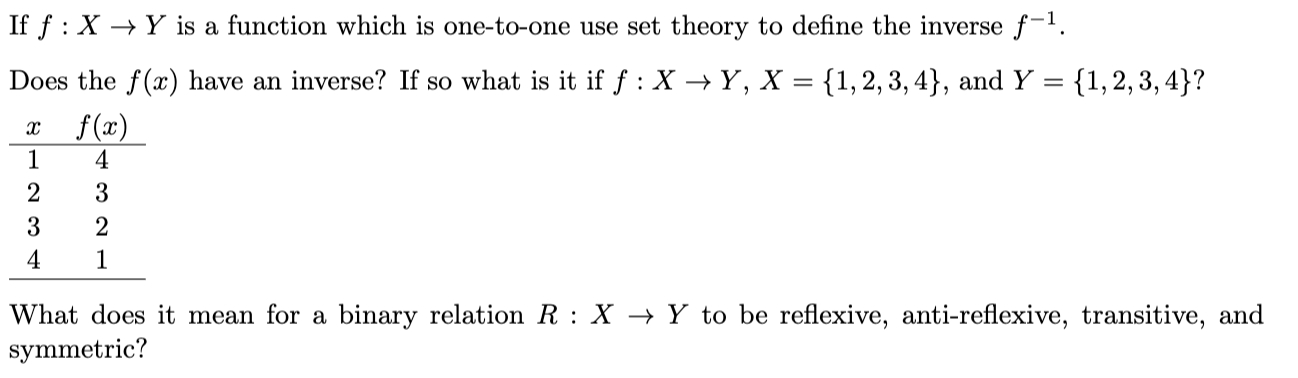 Solved 2a.If f:x→Y ﻿is a function which is one-to-one use | Chegg.com