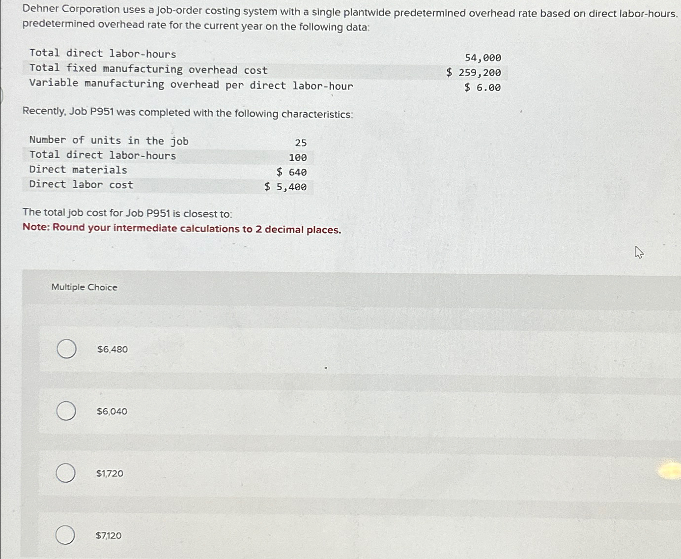 Solved Dehner Corporation uses a job-order costing system | Chegg.com
