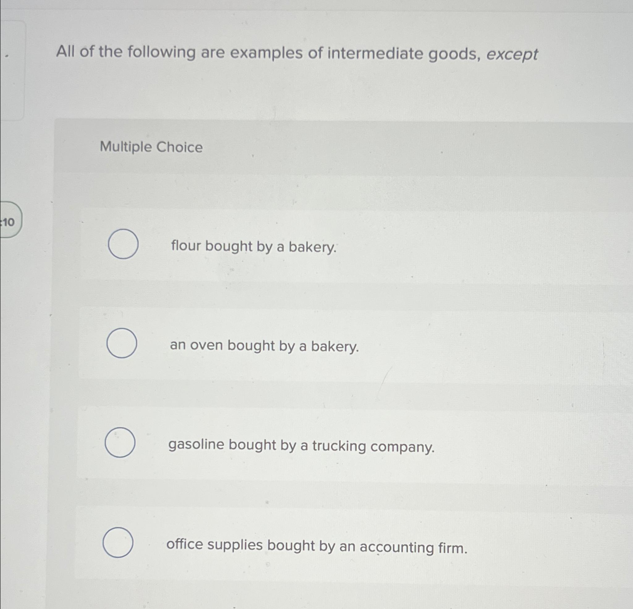 Solved All of the following are examples of intermediate | Chegg.com